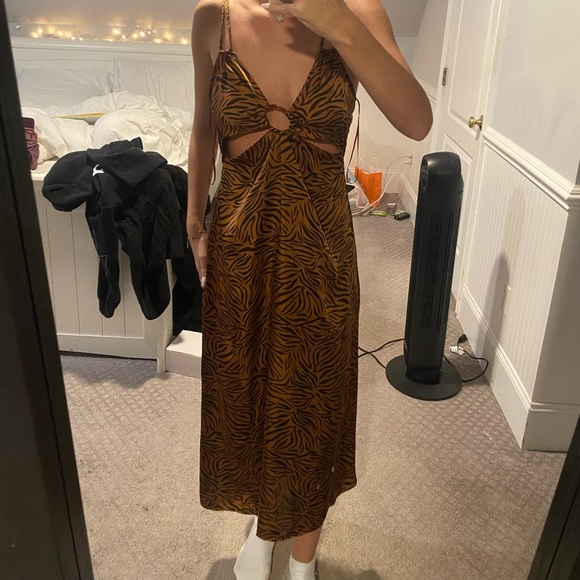 Zara | Dresses | Zara Tiger Leopard Print Silk Maxi Dress | Poshmark